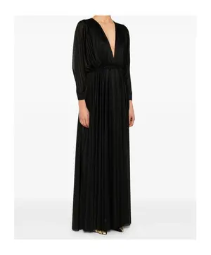 Pinko Maxi Dress With Deep V-neck And Cutout Detail