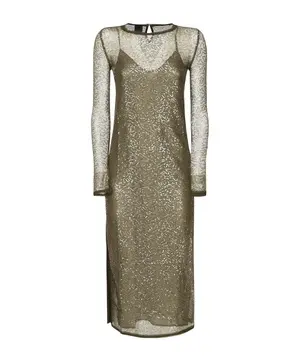 Pinko Sequinned Long Sleeve Maxi Dress