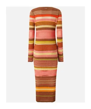 Pinko Striped Ribbed Knit Midi Dress