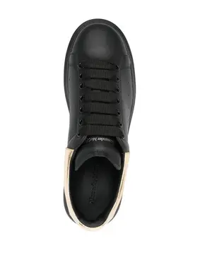 Alexander McQueen Oversized Leather Sneakers With Metallic Heel Detail - Black