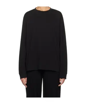 THE ROW Roundneck Long Sleeve T-shirt - Black