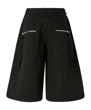 Pinko Wide-leg Bermuda Shorts With High Waist And Pleats - Black