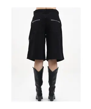 Pinko Wide-leg Bermuda Shorts With High Waist And Pleats - Black