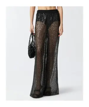 Pinko Sheer Sequinned Wide-leg Trousers