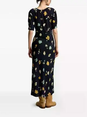 Polo Ralph Lauren Navy Floral Keyhole Midi Dress