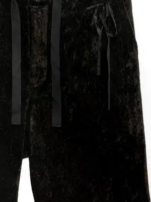 MIDORIKAWA Crushed Velvet Frayed Hem Trousers