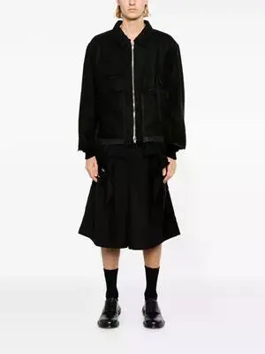 MIDORIKAWA Raw-edge Zip-up Jacket - Black