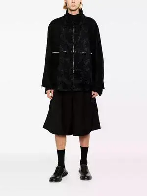 MIDORIKAWA Lace-panelled Frayed Jacket