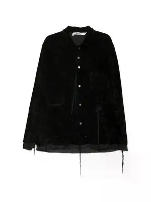 MIDORIKAWA Raw-edge Velvet-texture Shirt - Brown