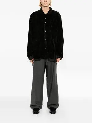 MIDORIKAWA Raw-edge Velvet-texture Shirt