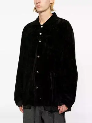 MIDORIKAWA Raw-edge Velvet-texture Shirt