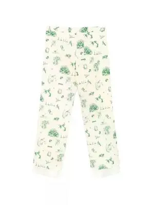 MIDORIKAWA Toile De Jouy-print Drawstring Trousers - Neutrals