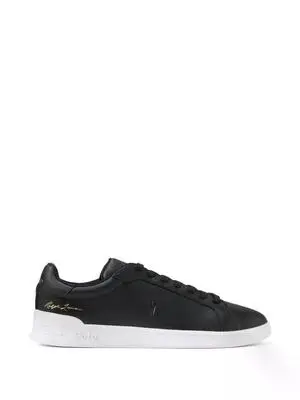 Polo Ralph Lauren Logo-print Leather Sneakers - Black