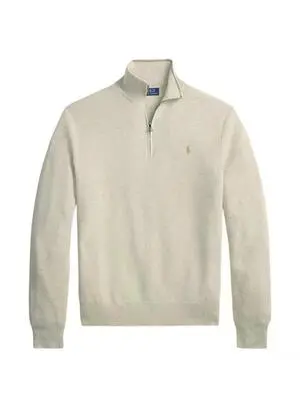 Polo Ralph Lauren Mesh-knit Quarter-zip Sweater - Neutrals