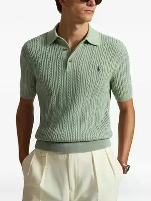 Polo Ralph Lauren Cable Knit Embroidered Polo Sweater