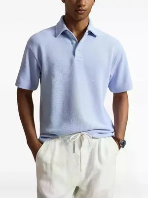 Polo Ralph Lauren Textured Piqué Polo Shirt - Blue