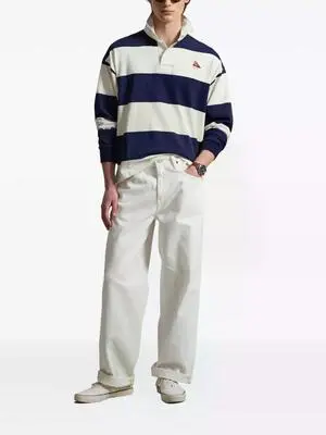 Polo Ralph Lauren Striped Embroidered Rugby Polo Shirt - Blue