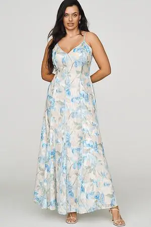 HUTCH Tasmin V-neck Maxi Dress With Floral Print