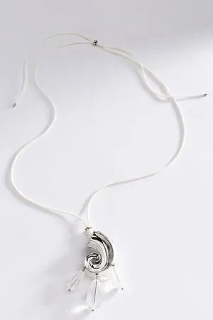 Anthropologie Shell Pendant Necklace - Cream/silver