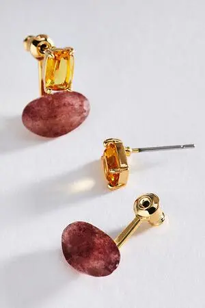 Anthropologie Small Stone Earrings - Rose