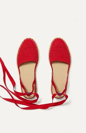 Rothy's D'orsay Espadrille Ankle-wrap Flats - Red