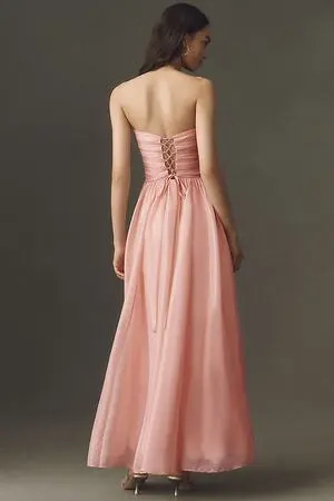 Bhldn Strapless Sweetheart Neckline Maxi Dress With Slender Straps