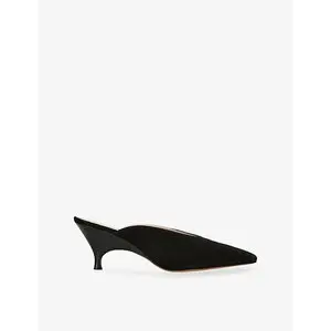 Le Monde Beryl Petra Suede Kitten Heel Mules - Black