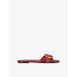 Zimmermann Solena Flat Leather Slides With Ornamental Buckle - Red