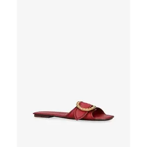 Zimmermann Solena Flat Leather Slides With Ornamental Buckle - Red
