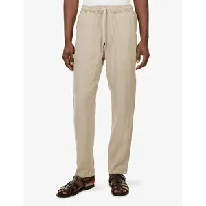 Derek Rose Vienna Drawstring Linen Trousers - Beige
