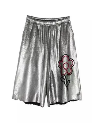 KIDILL Flower Patch Metallic Shorts - Silver
