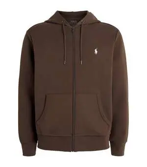 Polo Ralph Lauren Polo Ralph Lauren Cotton Blend Logo Zip-Up Hoodie Brown