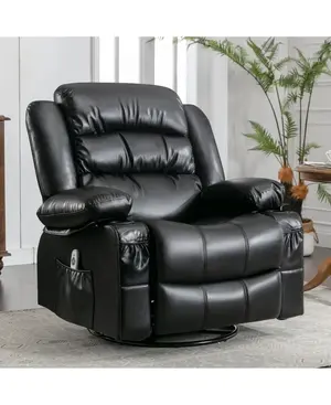 BOYEL LIVING Massage Swivel Rocker Recliner Chair With Vibration Massage And Heat Ergonomic Lounge Chair - Black