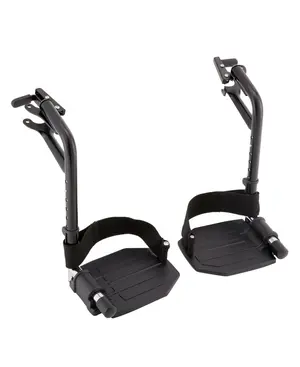 INVACARE Wheelchair Legrest Hemi Footrests With Heel Loops - Black