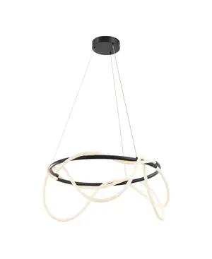 JONATHAN Y Lisette Contemporary Minimalist 360 Adjustable Silicone Neon Rope Dimmable Integrated Led Chandelier - Black
