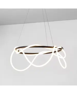 JONATHAN Y Lisette Contemporary Minimalist 360 Adjustable Silicone Neon Rope Dimmable Integrated Led Chandelier