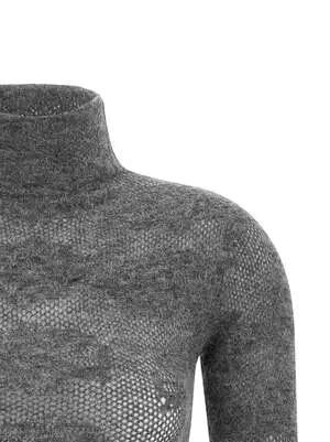 Brunello Cucinelli Openwork Silk, Wool, And Alpaca Blend Turtle-neck Sweater