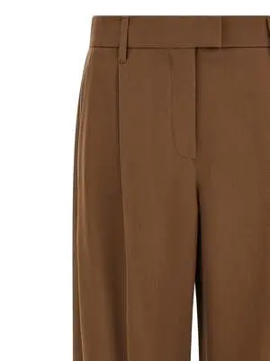 Brunello Cucinelli Virgin Wool And Viscose Blend Wide Leg Trousers - Brown