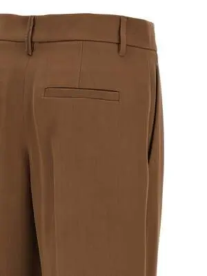 Brunello Cucinelli Virgin Wool And Viscose Blend Wide Leg Trousers - Brown