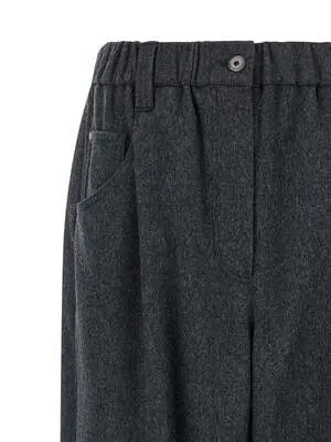 Brunello Cucinelli Mélange Wool Tapered Leg Pleated Pants - Gray