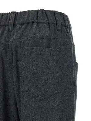 Brunello Cucinelli Mélange Wool Tapered Leg Pleated Pants - Gray
