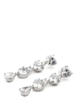 SELF-PORTRAIT Crystal Heart Tiered Drop Earrings