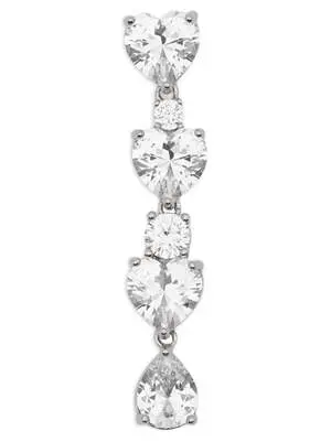 SELF-PORTRAIT Crystal Heart Tiered Drop Earrings - Silver
