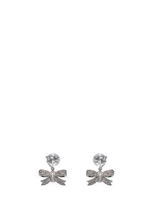 SELF-PORTRAIT Crystal Heart Bow Drop Earrings - Multicolor