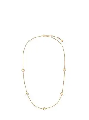 Fendi Gold Metal Ff Logo Crystal Necklace - Multicolor