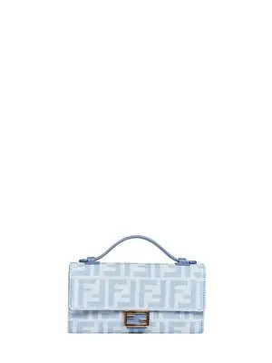 Fendi Light Blue Ff Denim Baguette Wallet With Chain