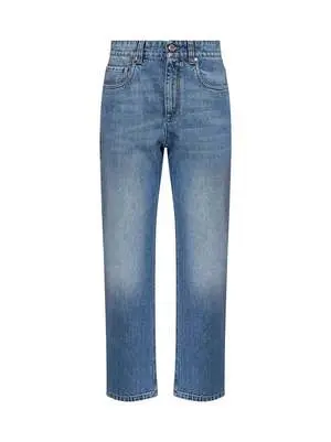 Brunello Cucinelli Monili Embroidered Cotton Denim Jeans - Multicolor