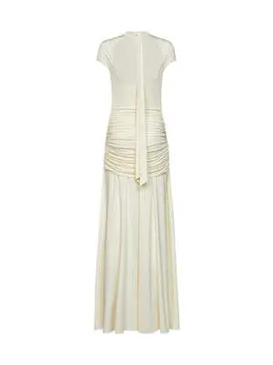 SELF-PORTRAIT Yellow Draped Jersey Maxi Dress - Multicolor