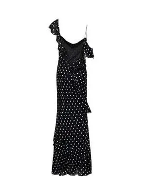 SELF-PORTRAIT Polka Dot Ruffle Georgette Maxi Dress - Multicolor