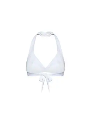 Brunello Cucinelli White Techno Jersey Bikini Top With Monili